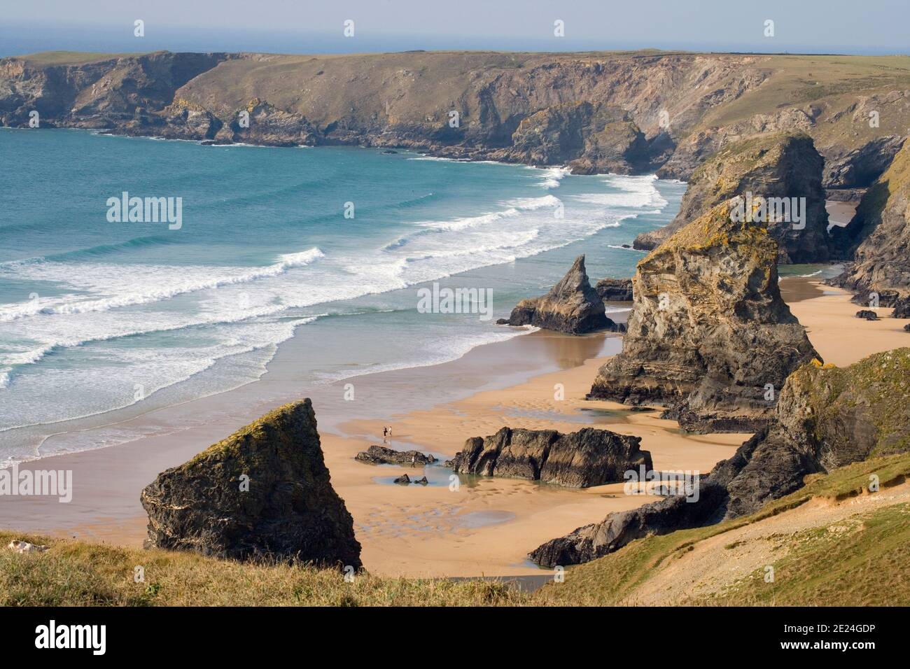 rock formations at bedruthan steps on the north cornish coast Stock ...