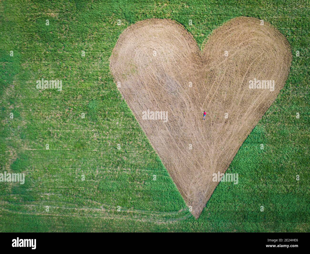 Aerial view of heart shape in lawn Stock Photo - Alamy