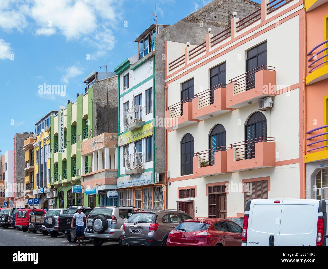 Avenida Amilcar Cabral in Plato. The capital Praia on the island of ...