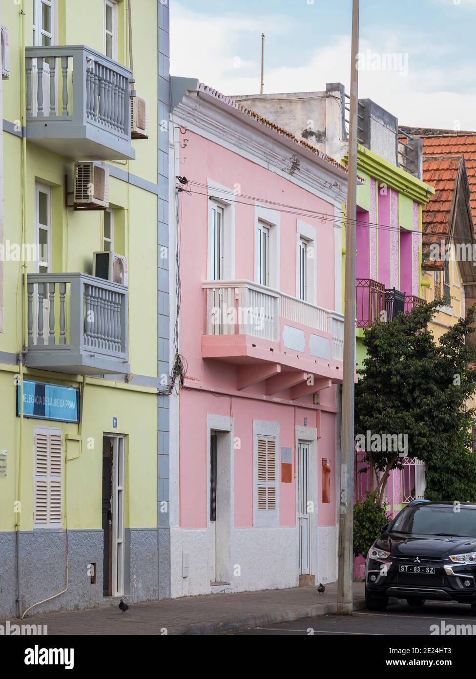 Houses in Plato. The capital Praia on the island of Santiago (Ilha de ...