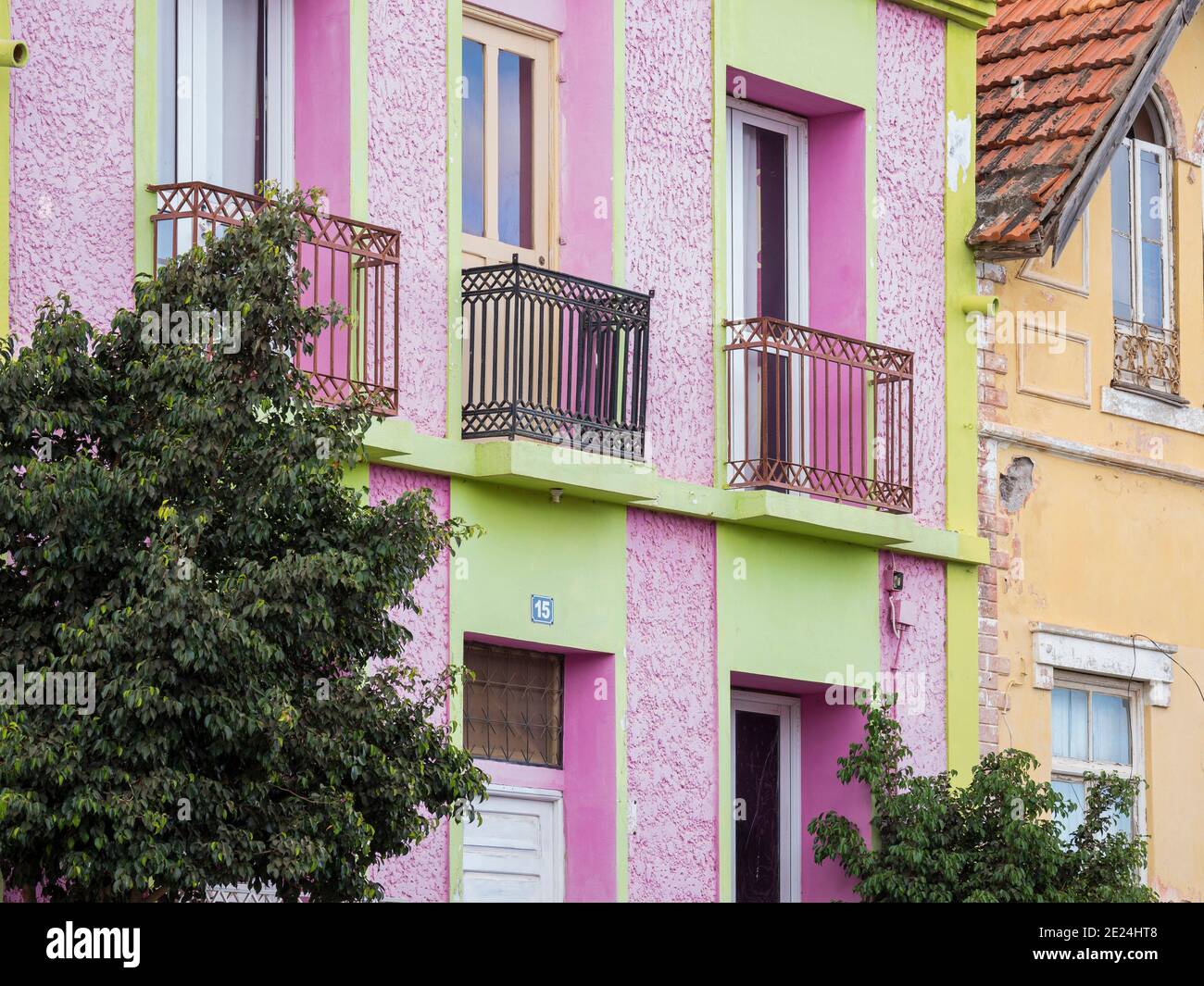 Houses in Plato. The capital Praia on the island of Santiago (Ilha de ...