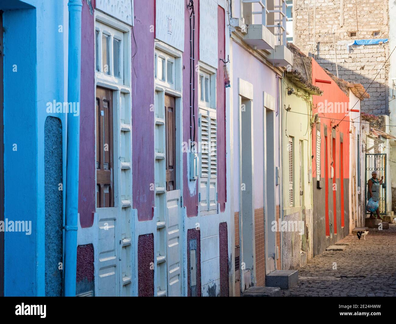 Houses in Plato. The capital Praia on the island of Santiago (Ilha de ...