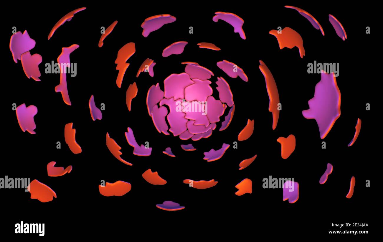 Exploding spheres several layers. Multiple spherical shells expand ...