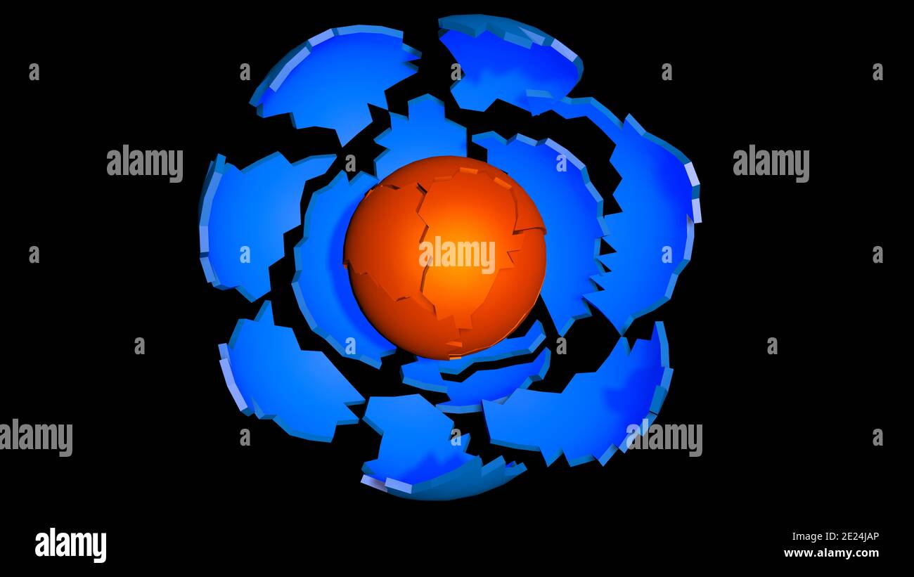 Exploding spheres several layers. Multiple spherical shells expand ...