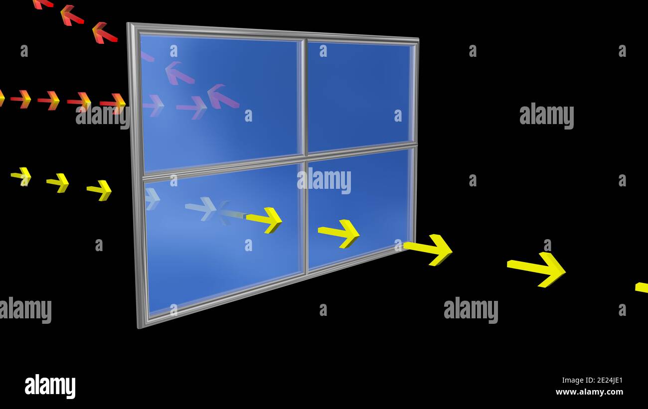 Ultraviolet light rays reflected off surface . 3d rendering ...