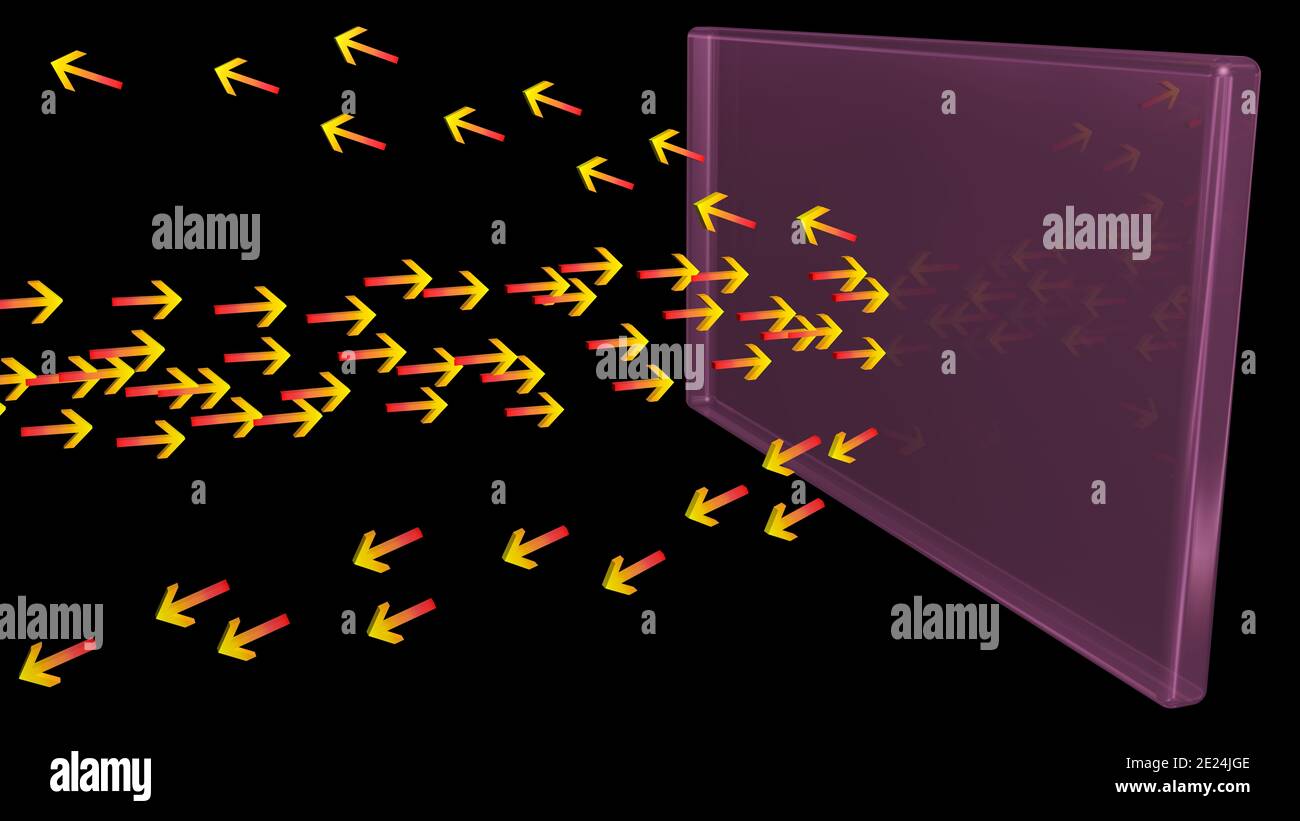 Ultraviolet light rays reflected off surface . 3d rendering ...