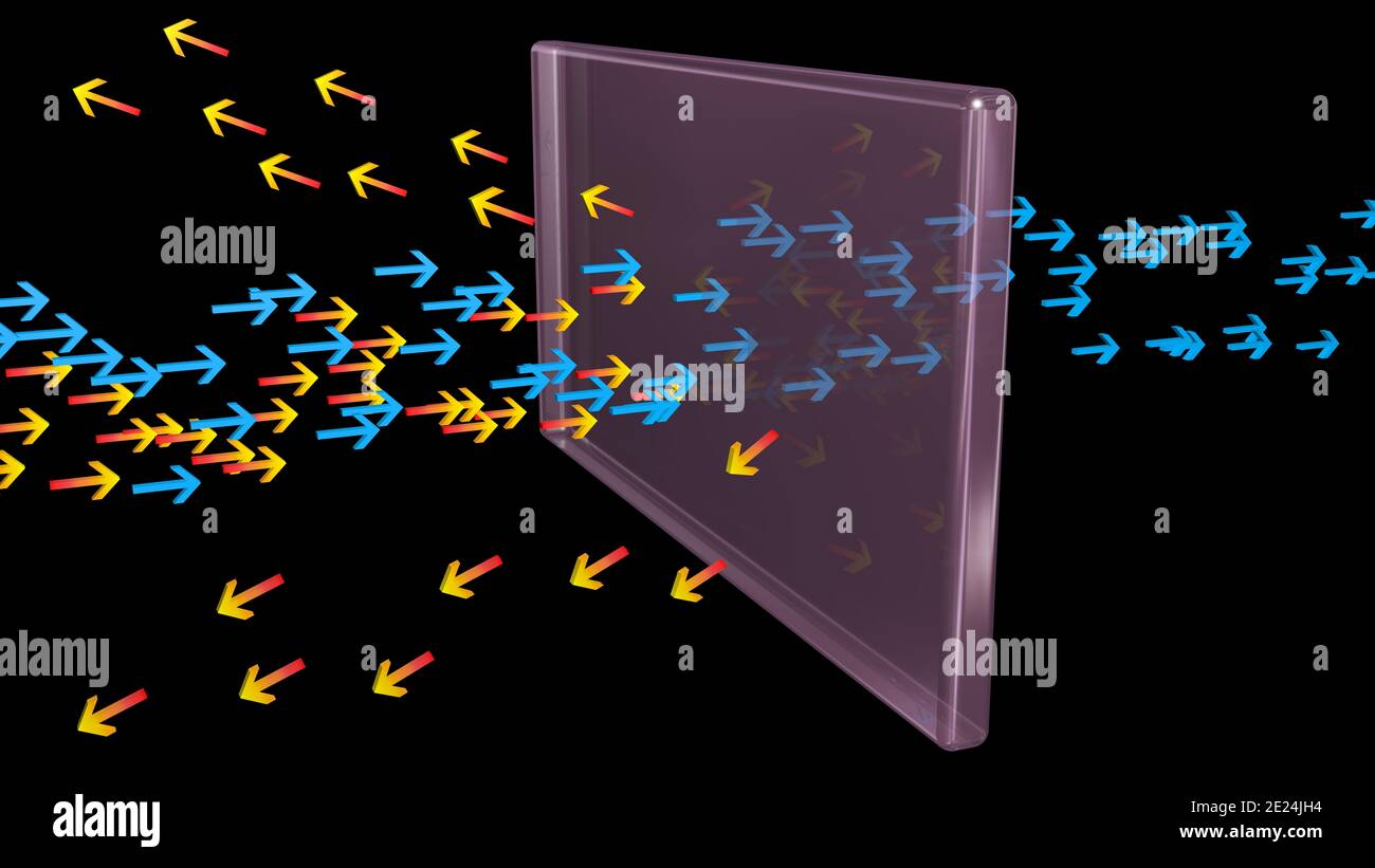 Ultraviolet light rays reflected off surface . 3d rendering ...