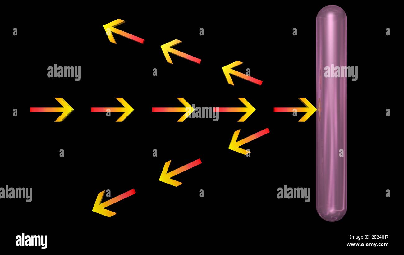 Ultraviolet light rays reflected off surface . 3d rendering ...