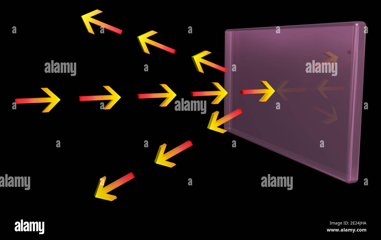Ultraviolet light rays reflected off surface . 3d rendering ...