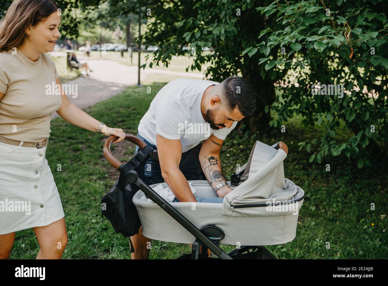Woman couple pram hi-res stock photography and images - Alamy