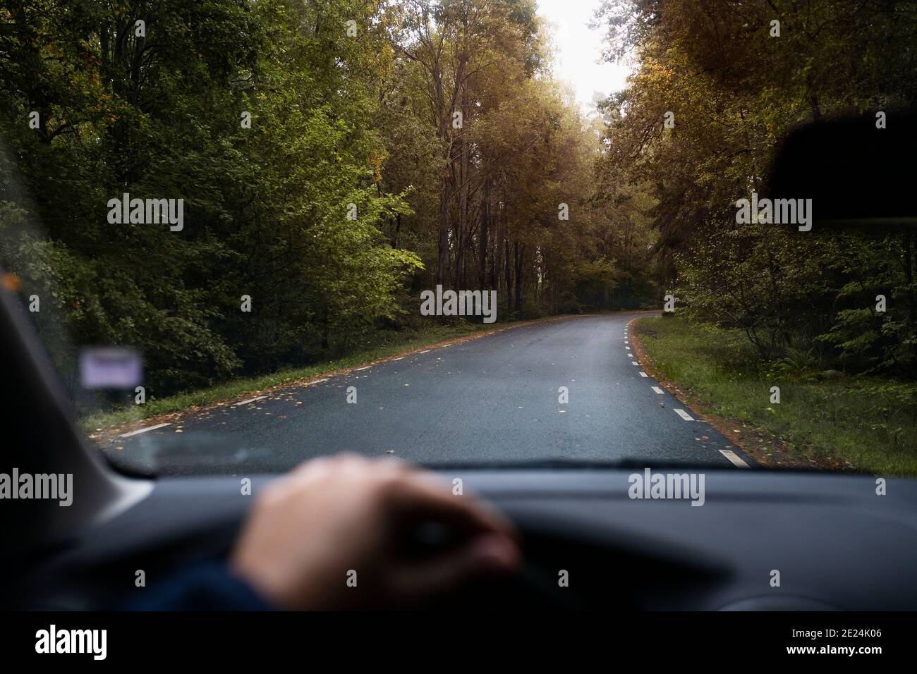 Road seen through windshield Stock Photo - Alamy