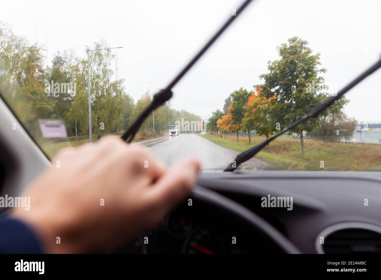 Road seen through windshield Stock Photo - Alamy