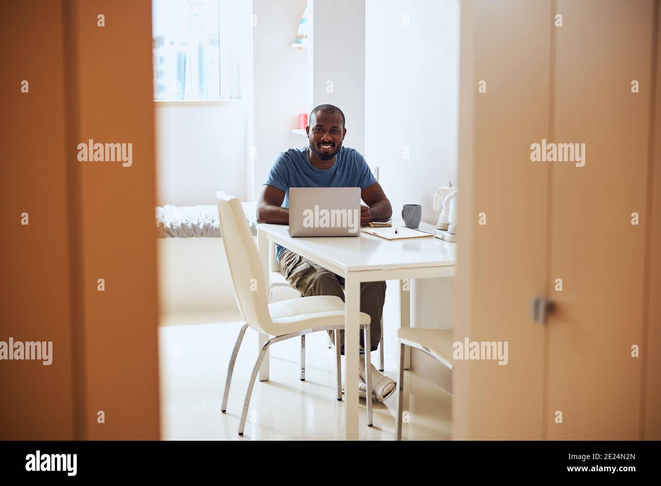 Smiling working man satisfied hi-res stock photography and images - Alamy