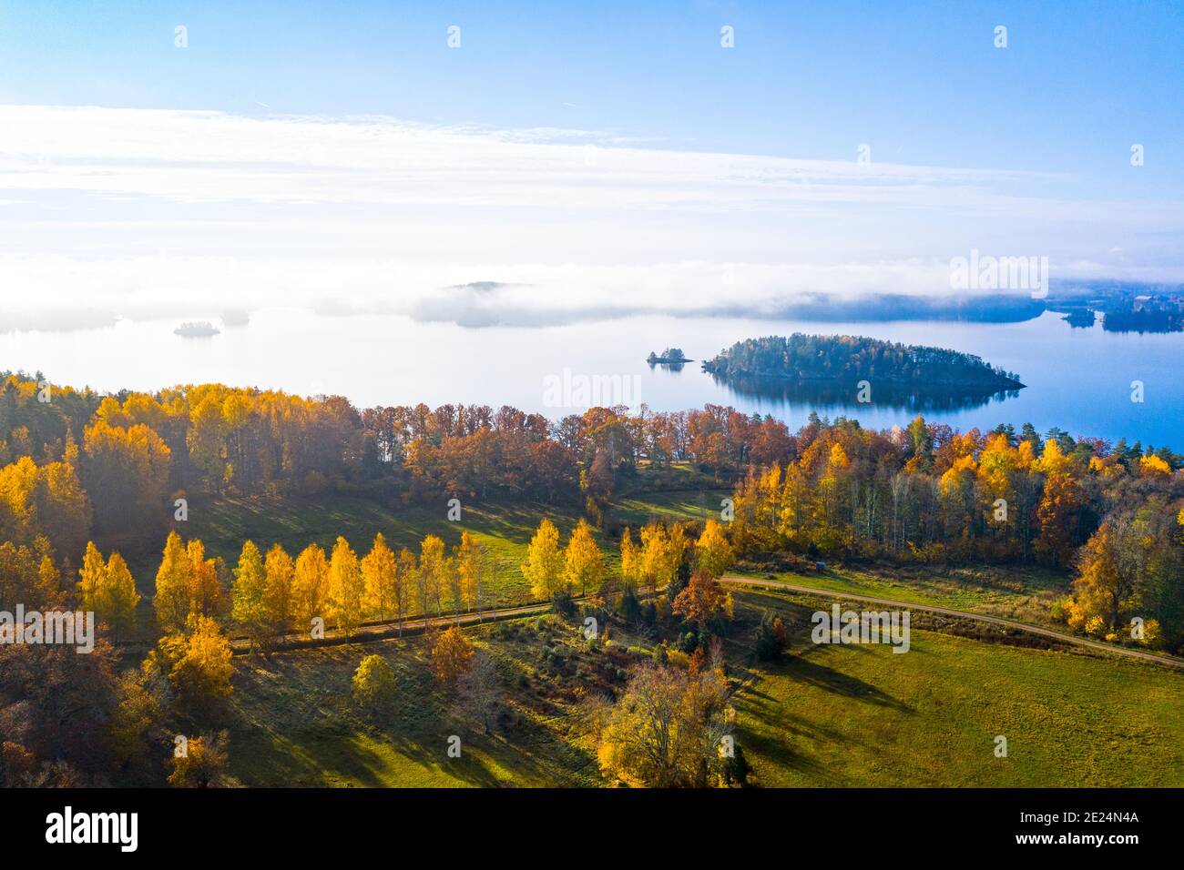 Aerial view of autumn landscape at sea Stock Photo - Alamy