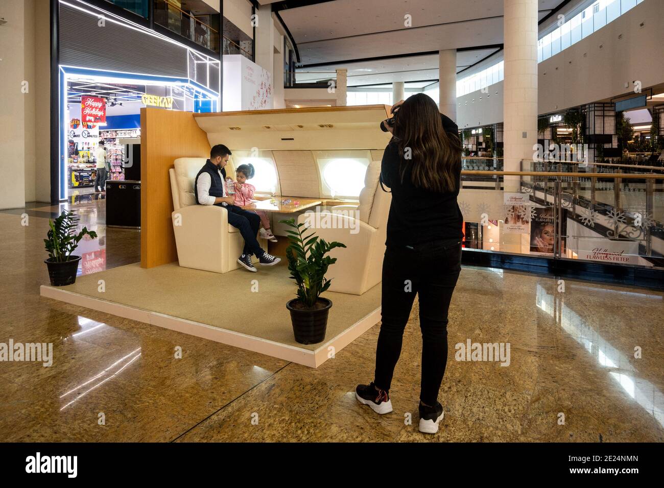 A private jet mockup where people can have their photo taken for social ...