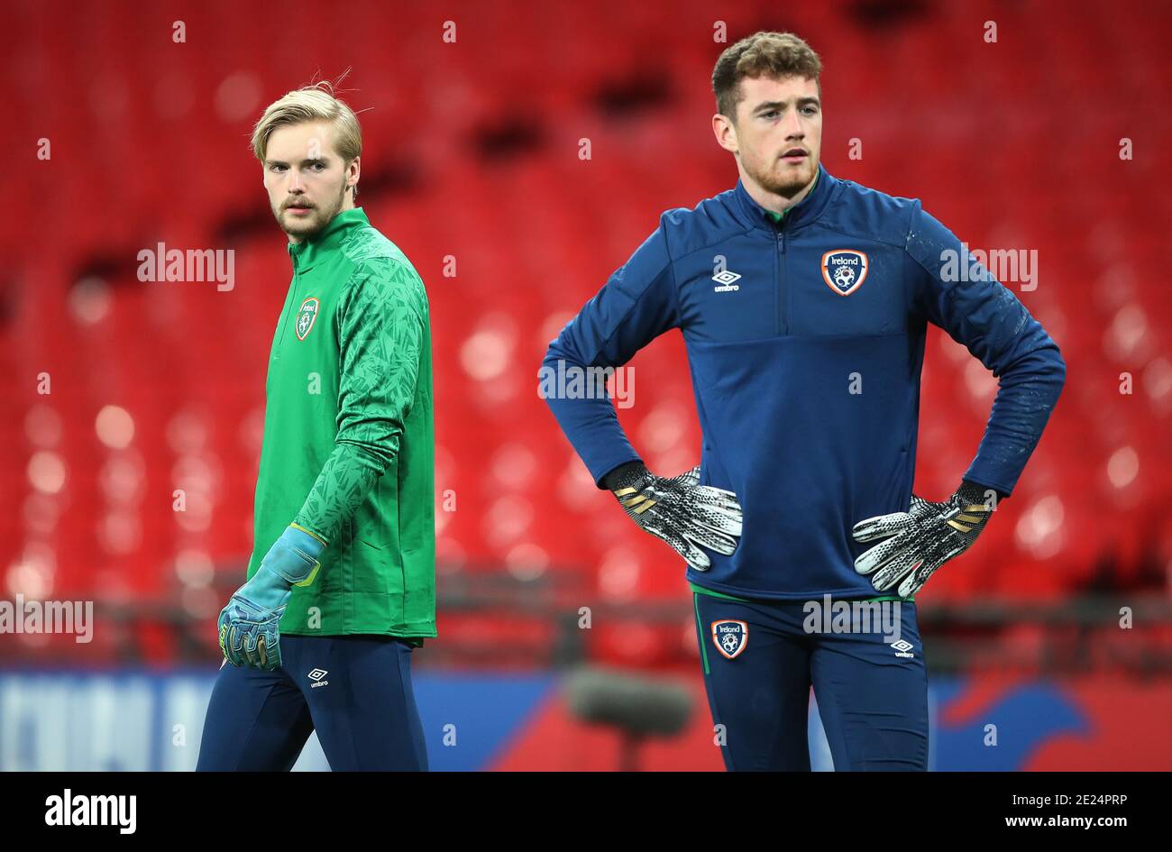 Republic of Ireland goalkeepers Caoimhin Kelleher (left) Mark Travers ...