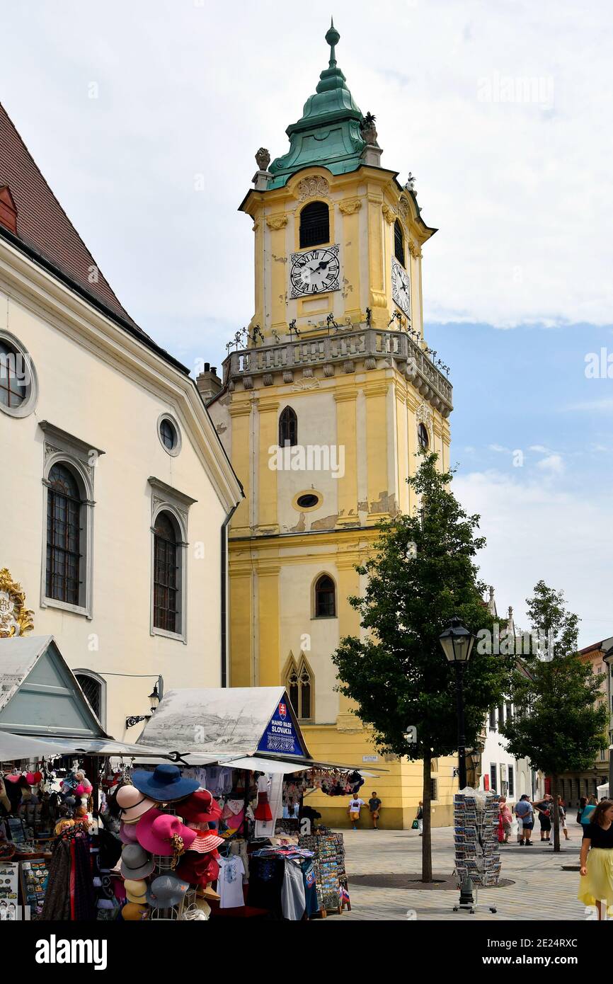 Bratislava, Slovakia - July 21, 2019: Unidentified people and street ...