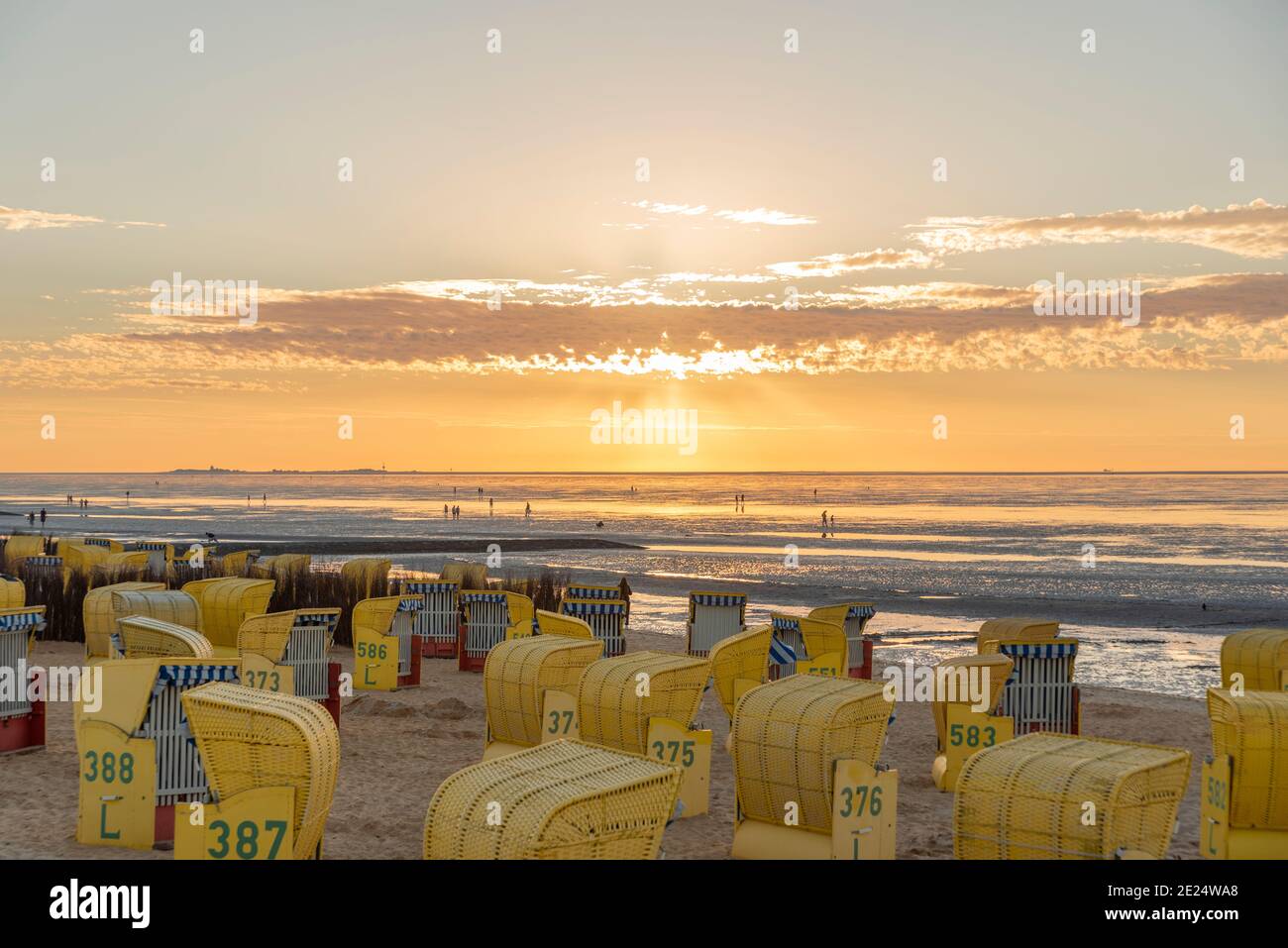 Beach in the part of city Doese, Cuxhaven, Lower Saxony, Germany ...