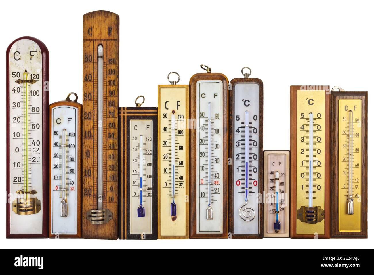 Set of retro thermometers isolated on a white background Stock Photo ...