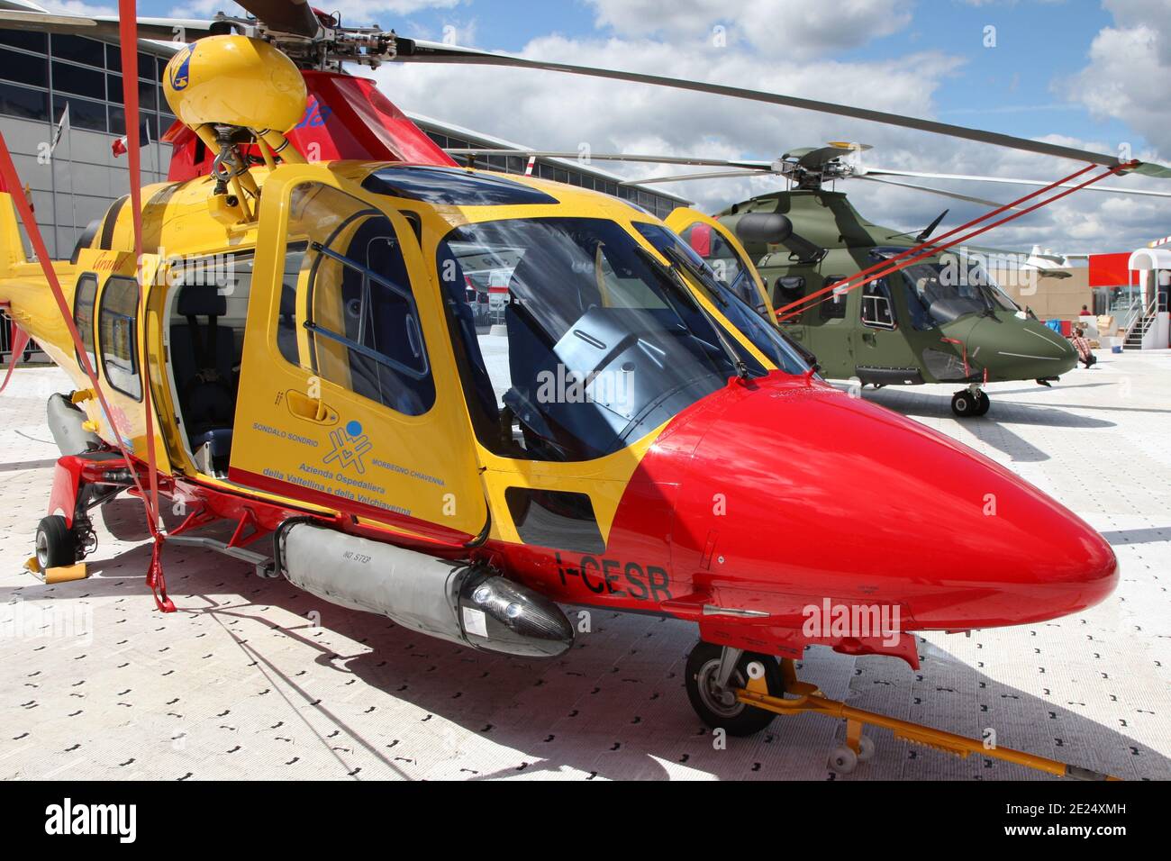 Red & Yellow Helicopter Farnborough Air Show Stock Photo - Alamy