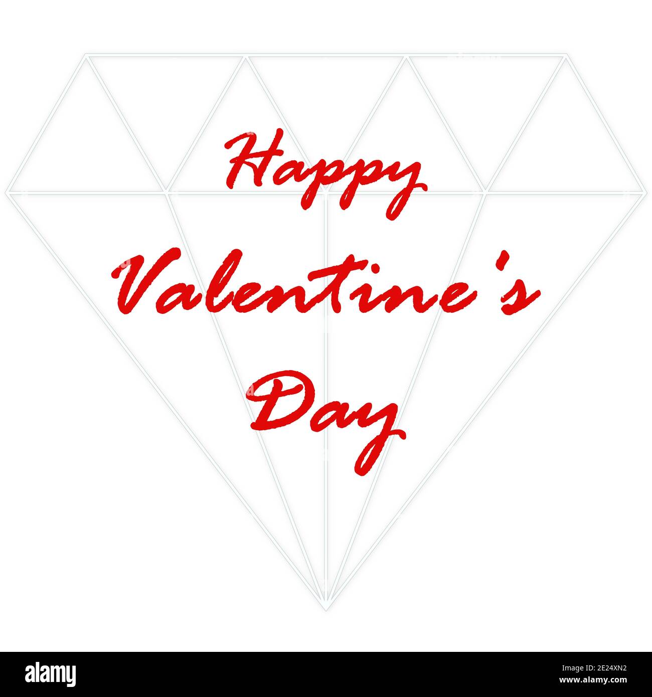 Illustration of "Happy Valentine's Day" written on a diamond shape on a ...