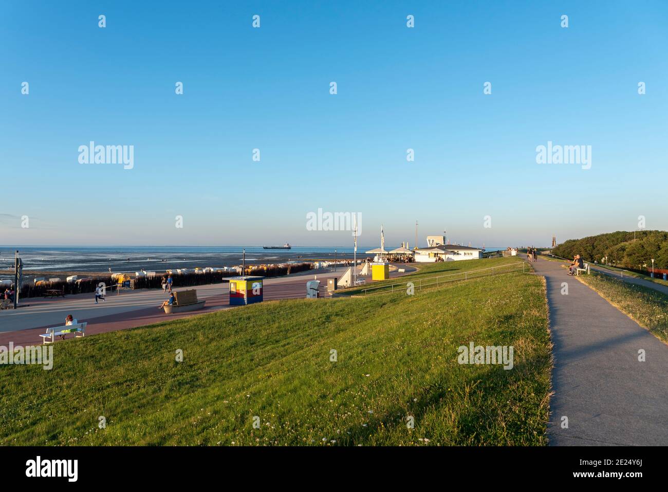 Beach in the part of city Doese, Cuxhaven, Lower Saxony, Germany ...