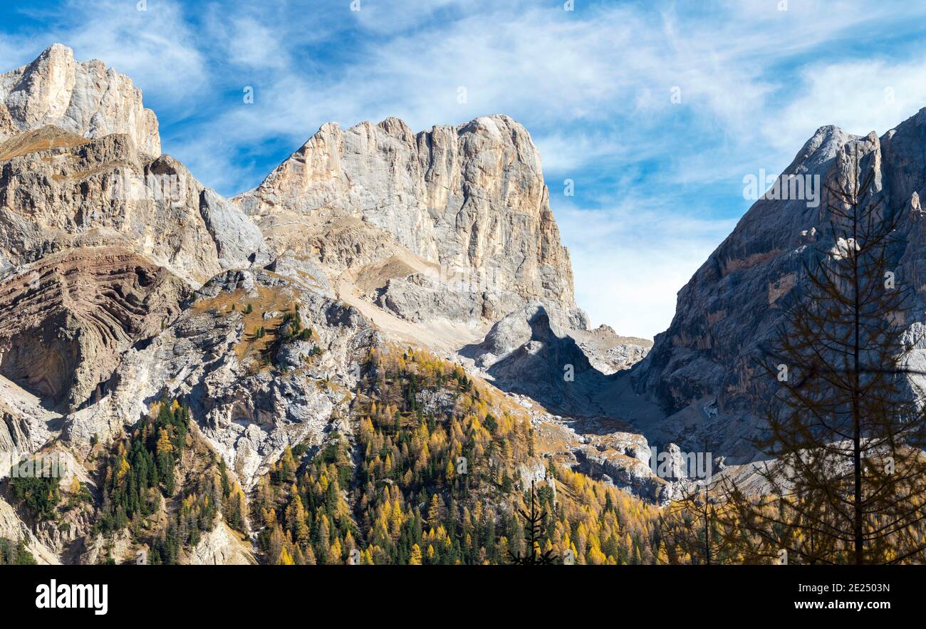 Marmolada from Val Contrin in the Fassa Valley, left Gran Vernel, right ...
