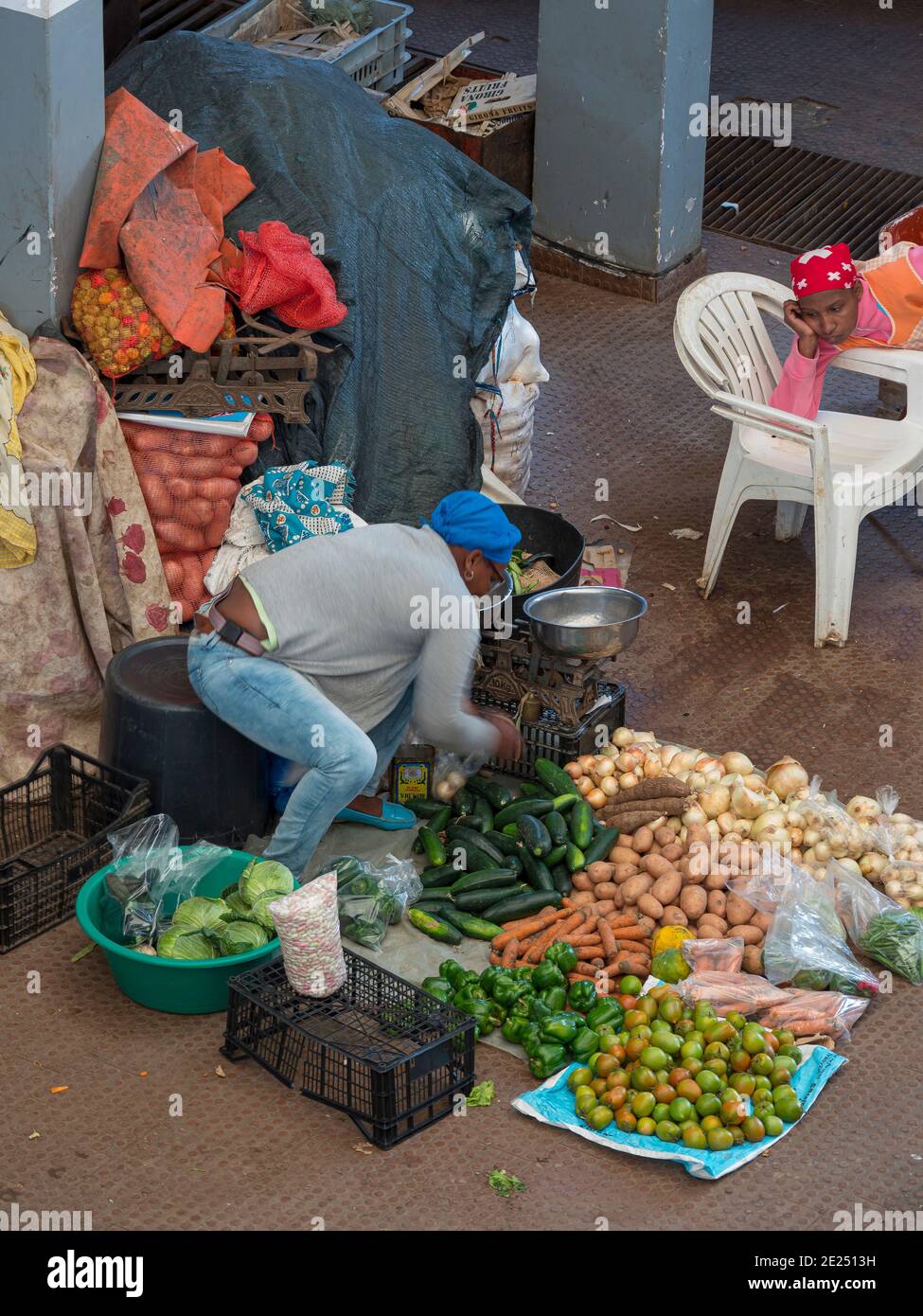 The market. Town of Assomada (Somada). Island of Santiago (Ilha de ...