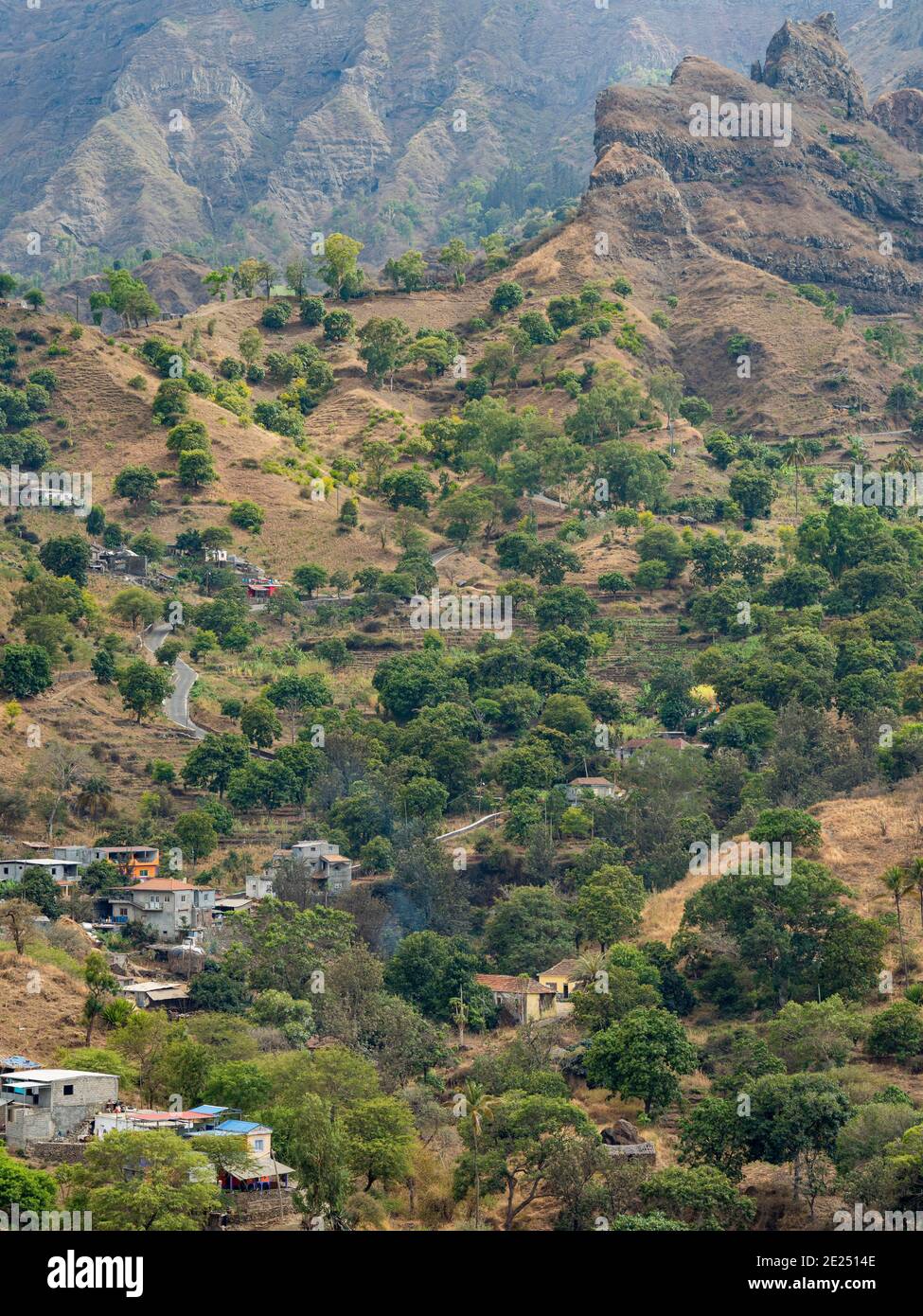 Landscape west of Assomada (Somada). Island of Santiago (Ilha de ...