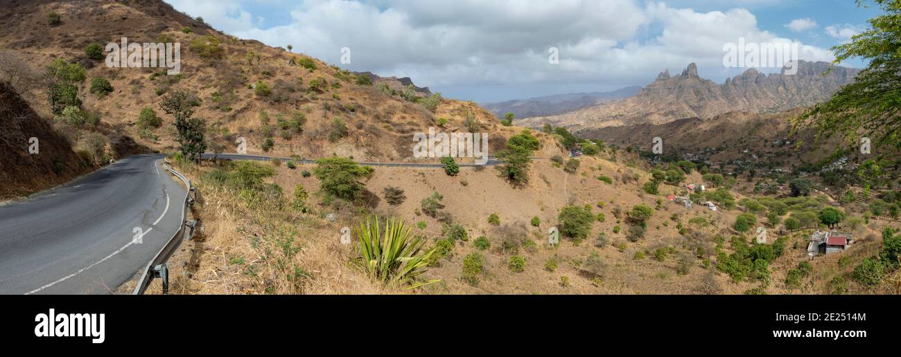 Landscape west of Assomada (Somada). Island of Santiago (Ilha de ...