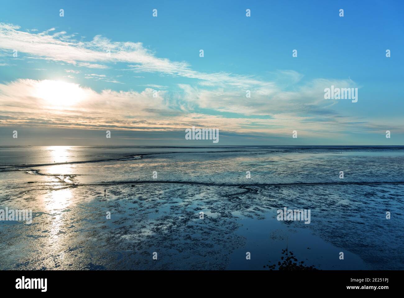 Aerial view with landscape of the Wadden Sea, Dorum-Neufeld, Lower ...