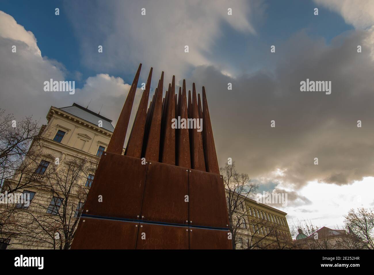 Prague, Czech Republic. 01-11-2021. New statue in front of Rudolfinum ...
