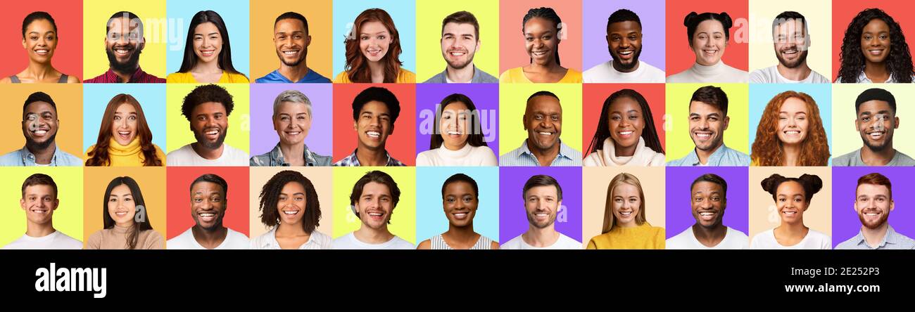 People Portraits Of Diverse Men And Women, Colorful Backgrounds ...
