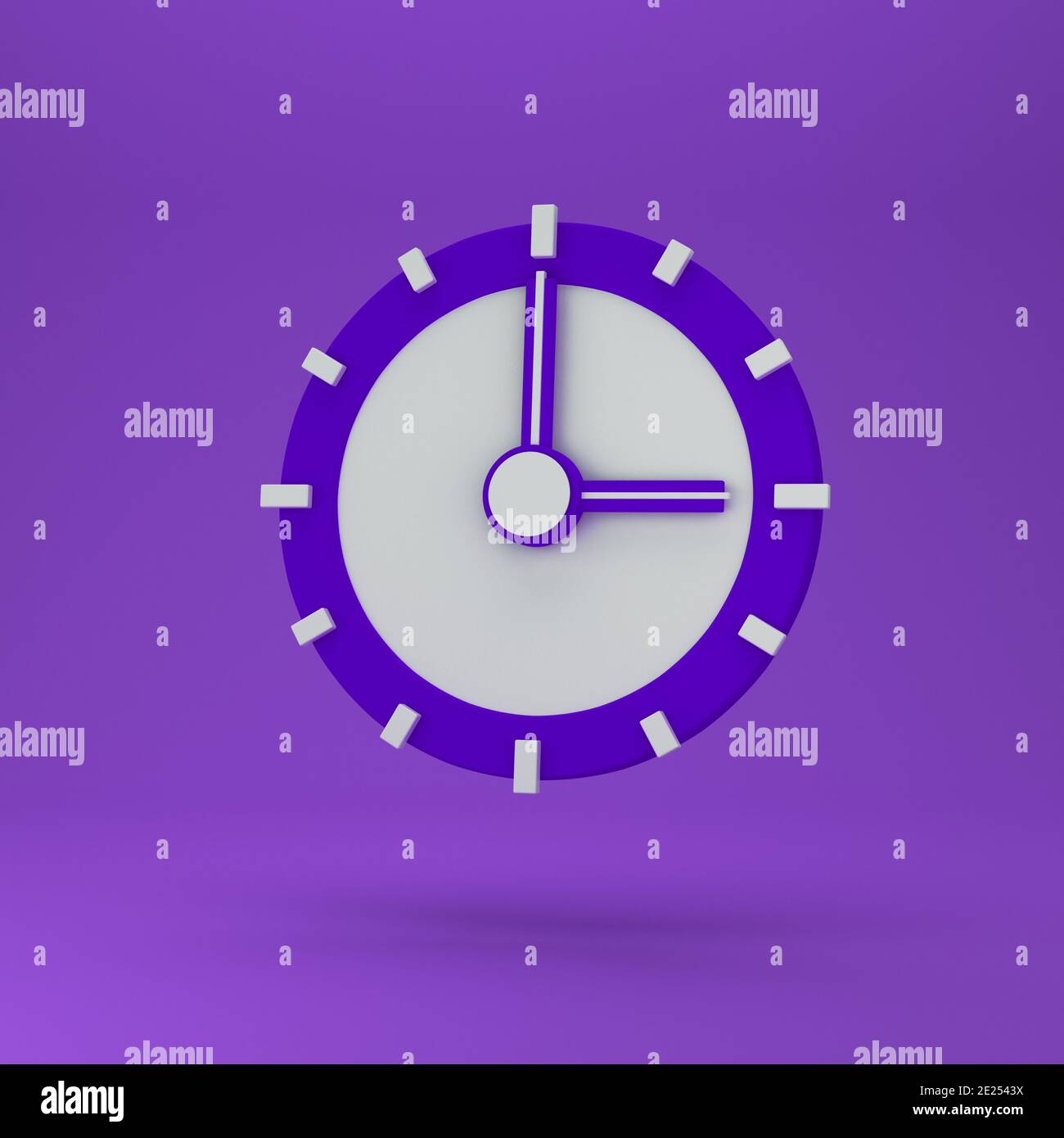 3d concept of time. Analog clock on pastel blue background, modern ...
