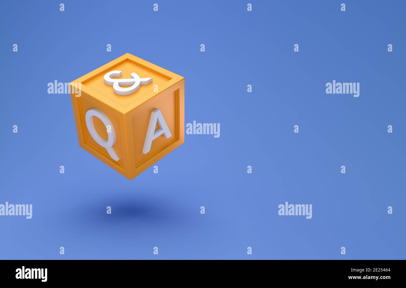 Question and Answer cube box minimal concept. Cartoon 3d QA chat bubble ...