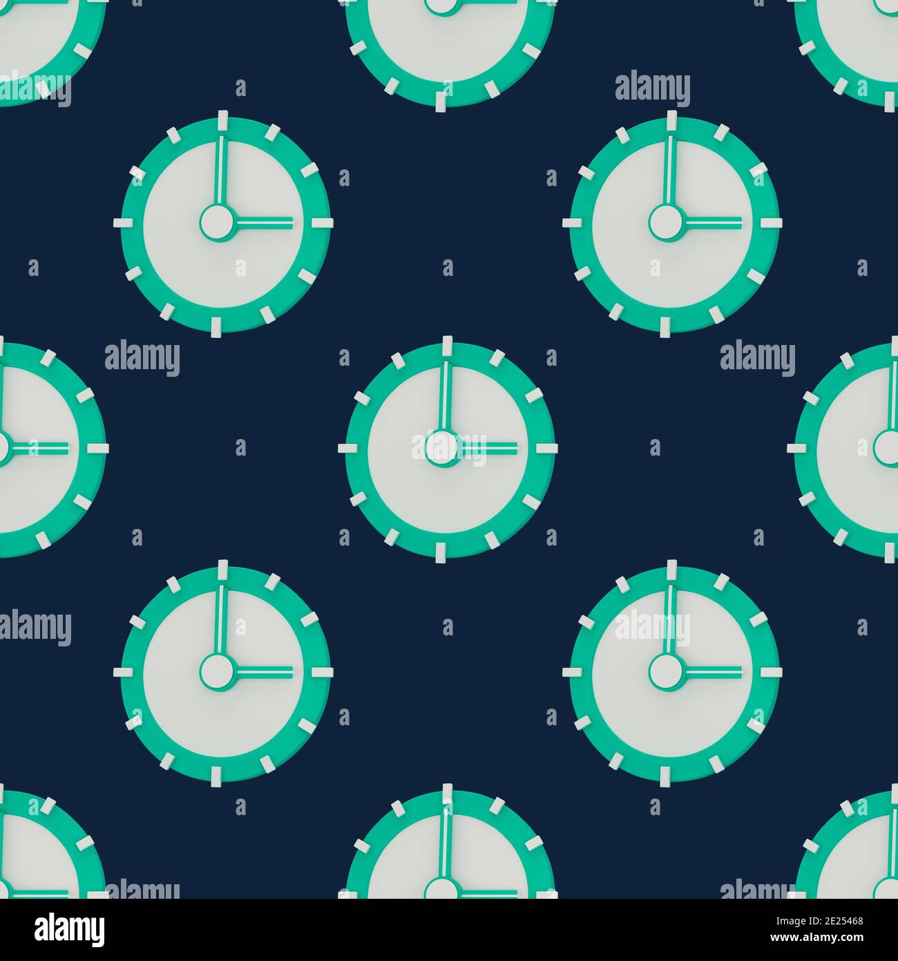 3d concept of time. Analog clock on pastel blue background, modern ...