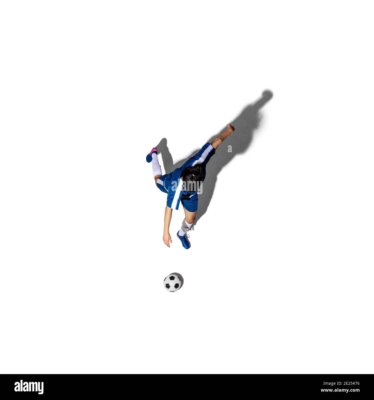 Caucasian man soccer player isolated on white background with shadow ...