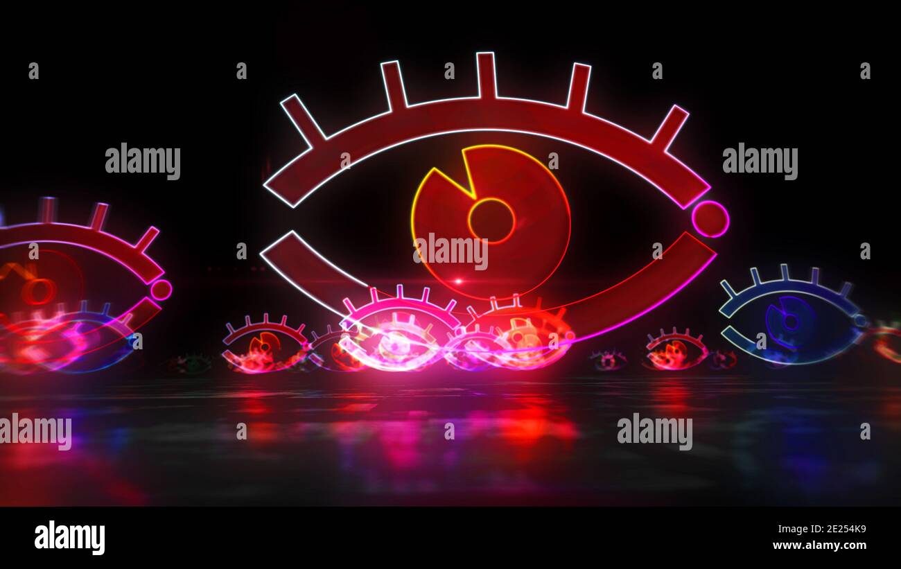 Cyber eye symbol, digital spying sign, surveillance technology and ...