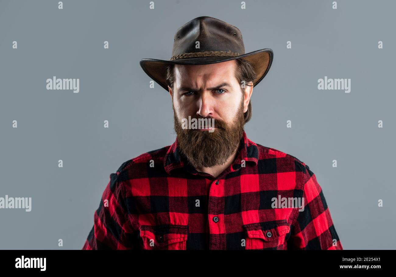 Man long beard cowboy hat hi-res stock photography and images - Alamy