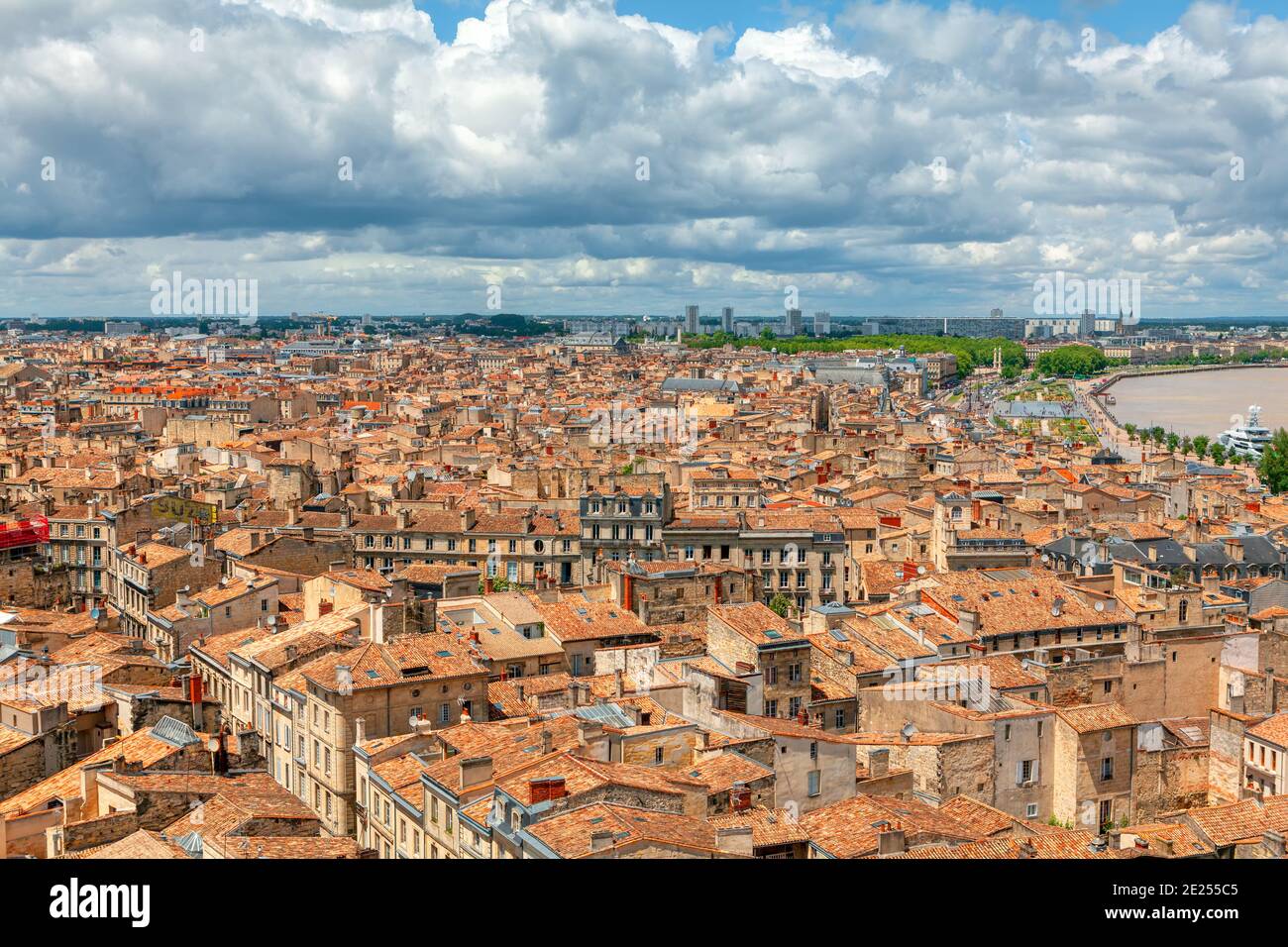 Bordeaux aerial cityscape . Panorama of old french town . Aerial view ...