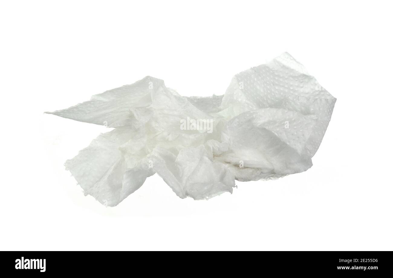 Used screwed paper tissue isolated on white background. Crumpled tissue ...