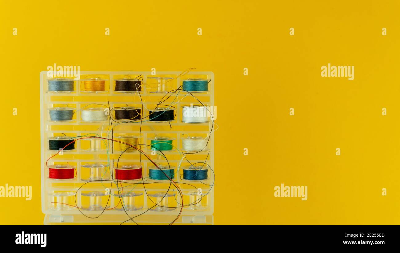 Colorful threads in a box hi-res stock photography and images - Alamy