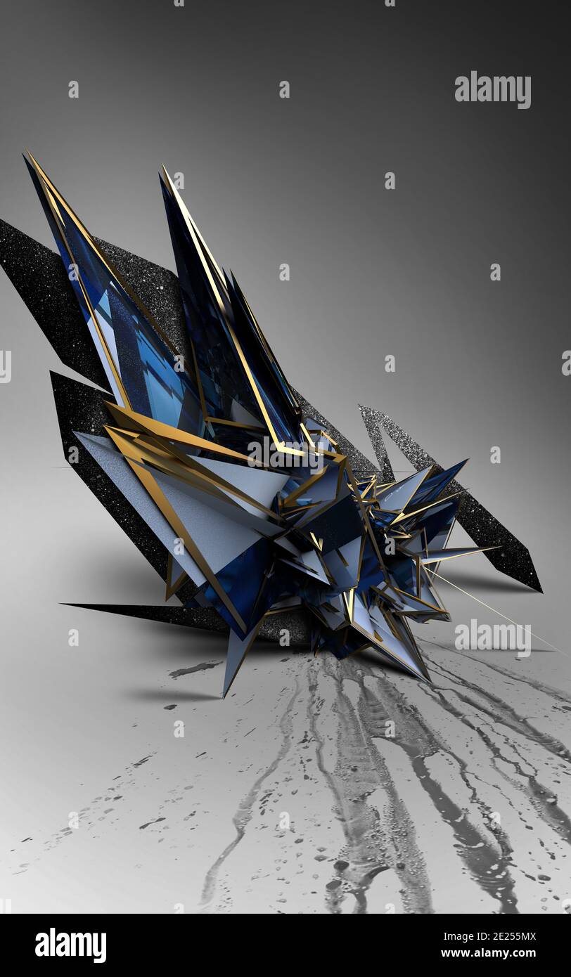 3D rendering of a black and blue venom forming as a scorpion on a grey ...