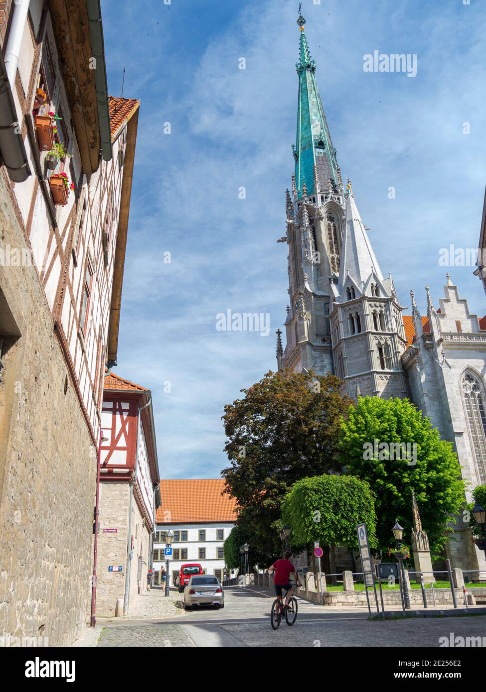 Church Marienkirche (St. Mary's church). The medieval town Muehlhausen ...