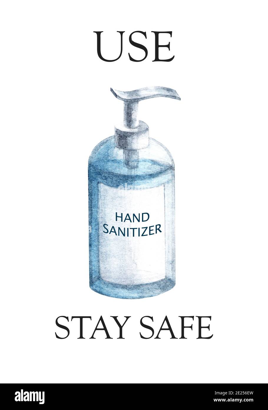 Use hand sanitizer watercolor poster illustration of sanitizer blue gel ...