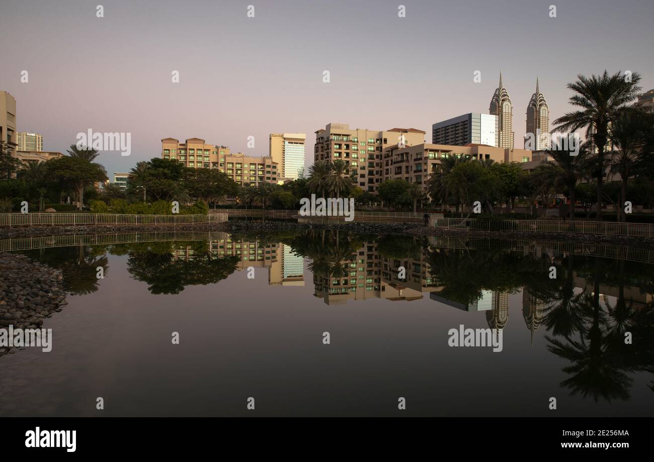 Dubai, United Arab Emirates, 12th January 2021: sunrise at the Greens ...