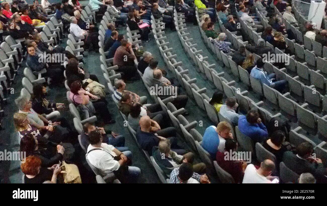 Audience in a theater, on a concert. Viewers watching the show Stock ...