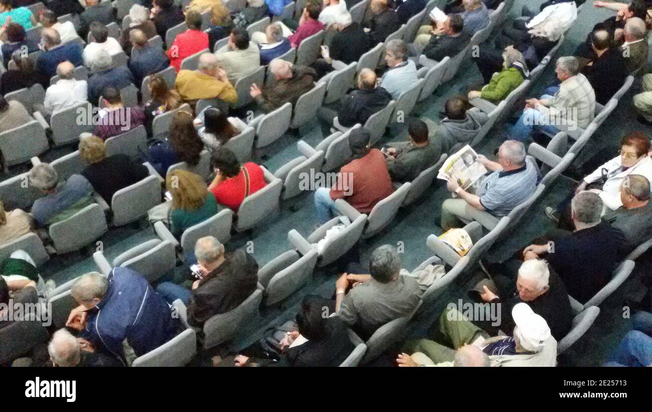 Audience in a theater, on a concert. Viewers watching the show Stock ...