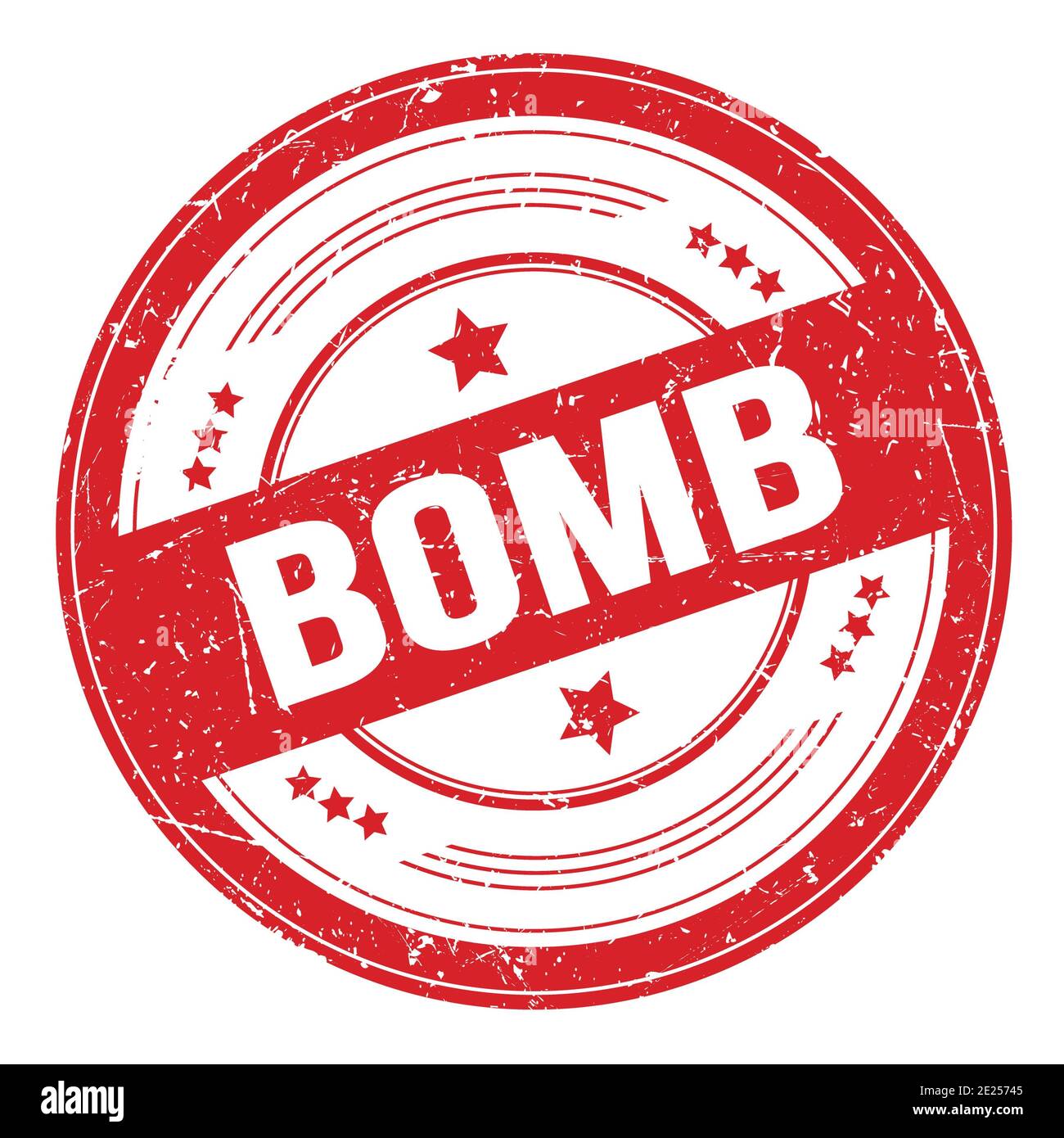 BOMB text on red round grungy texture stamp Stock Photo - Alamy