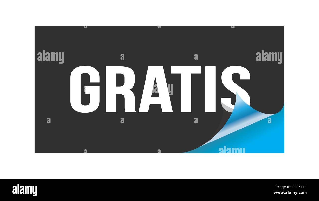 GRATIS text written on black blue sticker stamp Stock Photo - Alamy